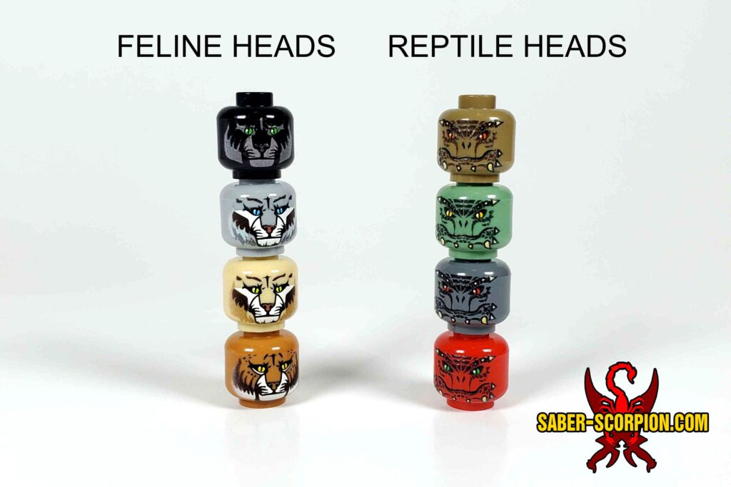 PRINTED Minifig: Feline and Reptile Heads – Saber-Scorpion's Lair ...